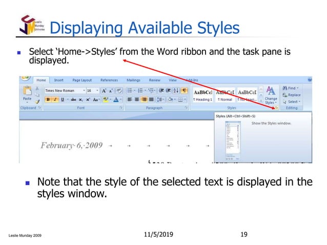 Using Styles and Properties with MS Word | PPT