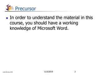 Using Styles and Properties with MS Word | PPT