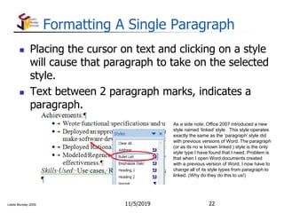 Using Styles and Properties with MS Word | PPT