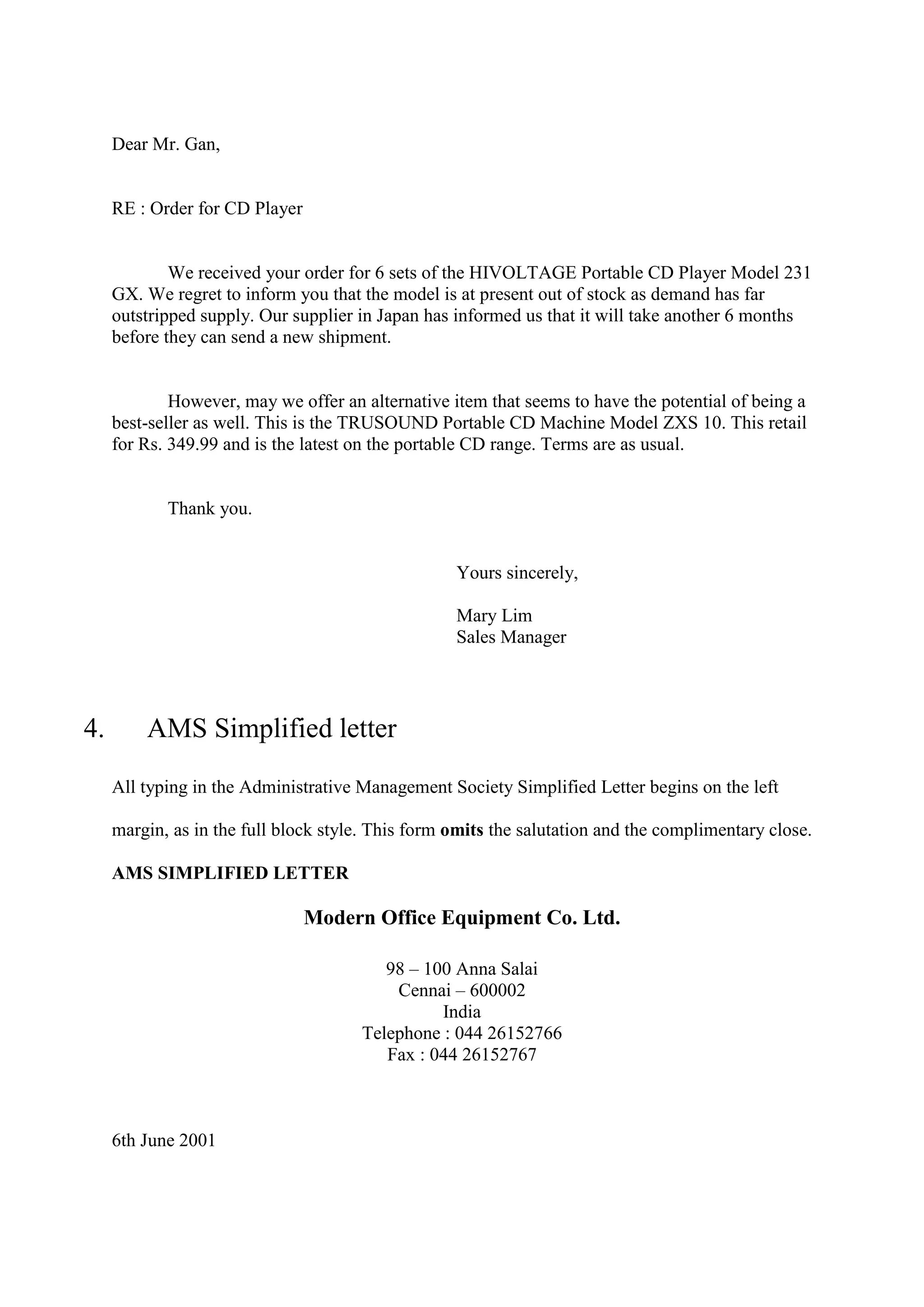 Styles in business letter | DOCX