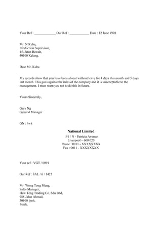 Styles in business letter | DOCX