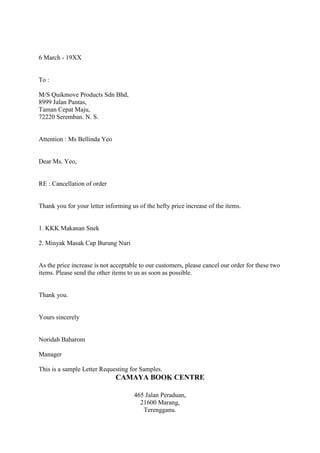 Styles in business letter | DOCX