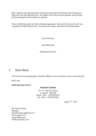 Styles in business letter | DOCX