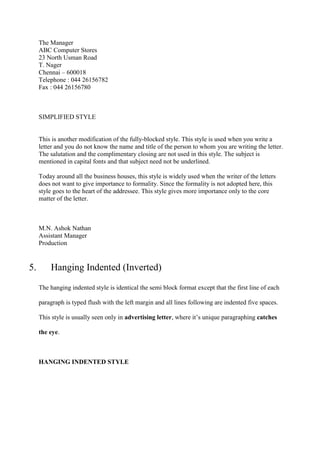 Styles in business letter | DOCX