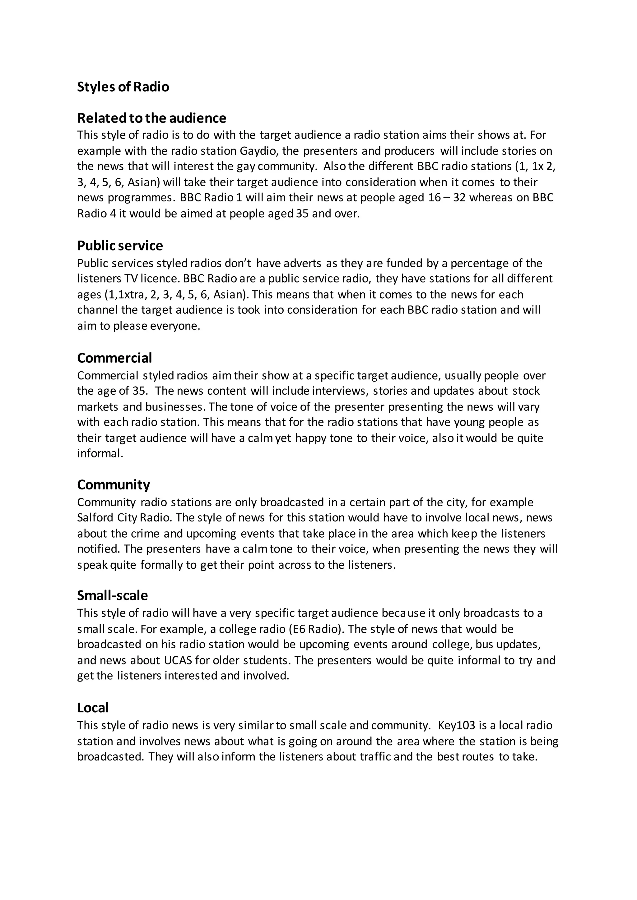 Styles of radio | DOCX