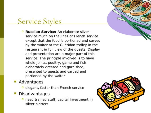 Styles of service | PPT | Bars & Restaurants | Attractions