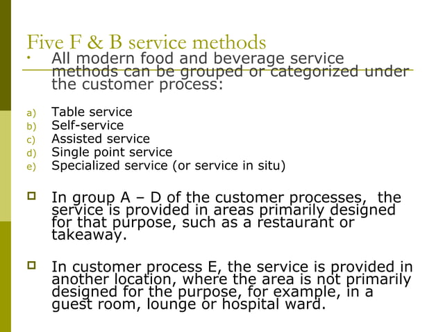 Styles of service | PPT | Bars & Restaurants | Attractions