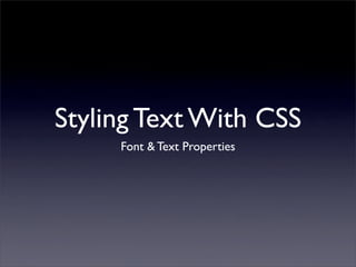 Styling Text With CSS | PDF
