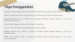 Stylistic-Theory. Mga Teorya sa panunuri ng panitikan | PDF