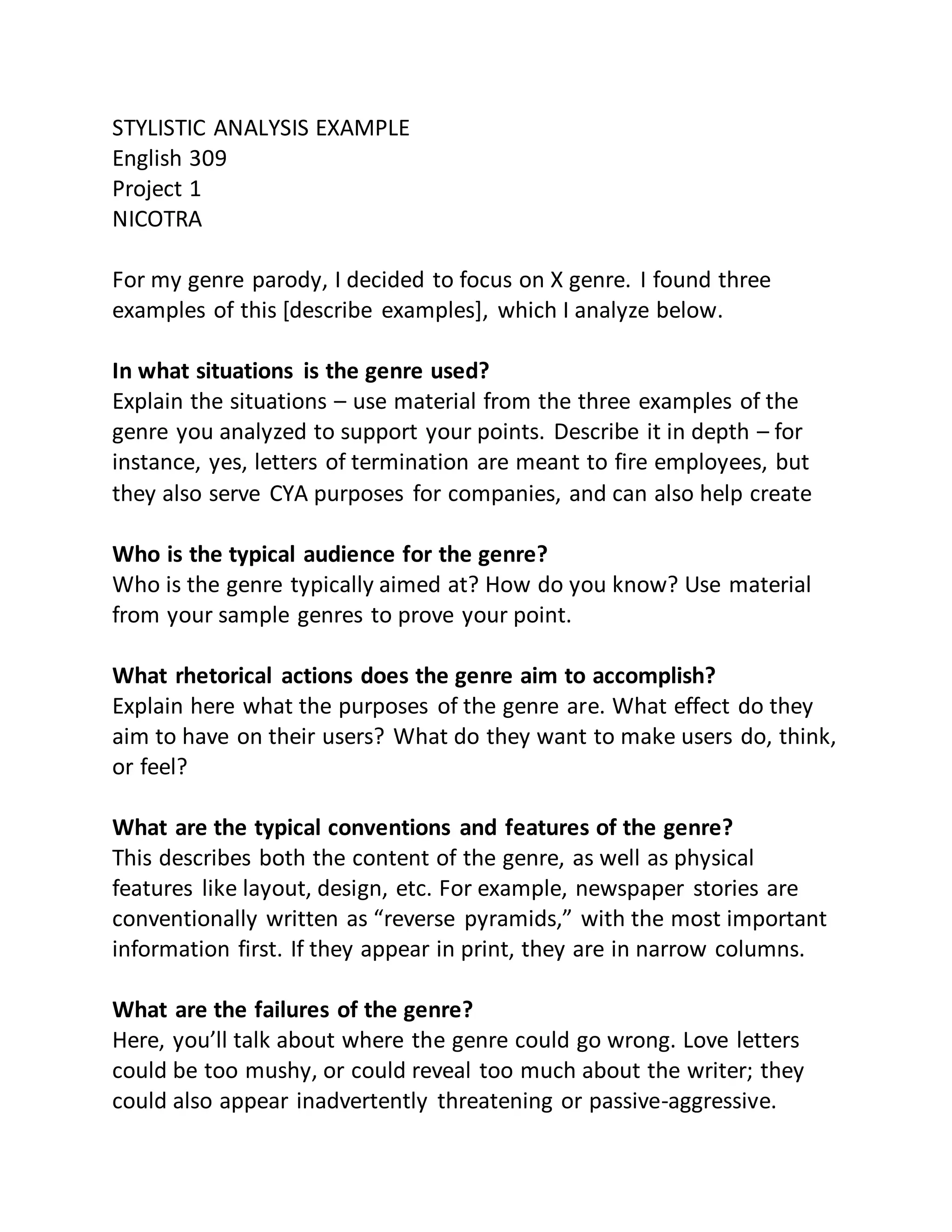 ENGL 309 Stylistic Analysis Example | DOCX