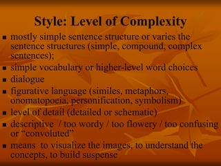 Stylistic Analysis Plot, Theme, Settins .ppt