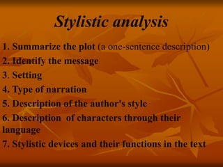 Stylistic Analysis Plot, Theme, Settins .ppt