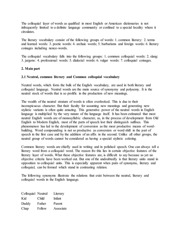 «Stylistic classification of the english vocabulary» | PDF