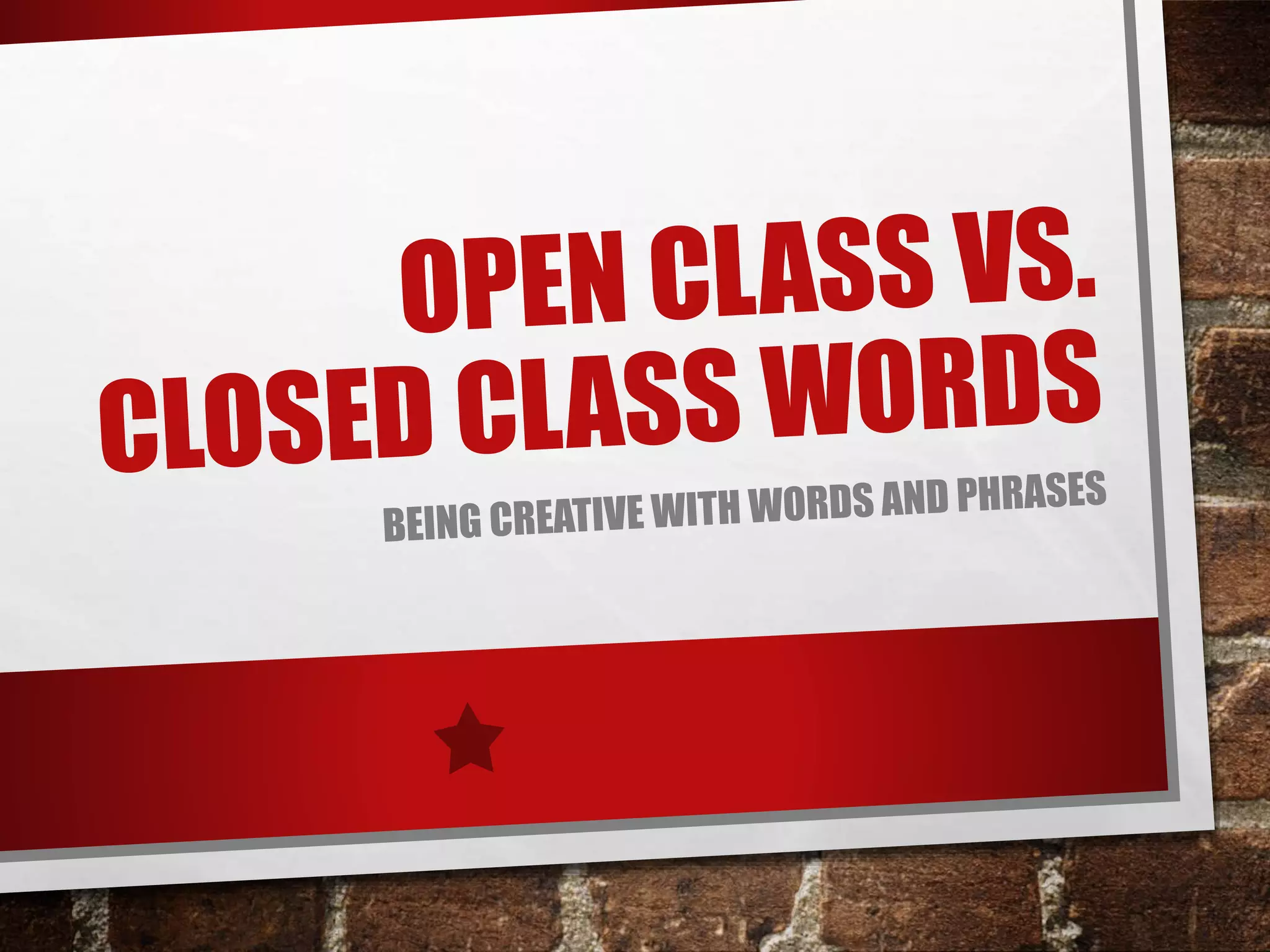 Open-class and Closed-class Words | PPTX