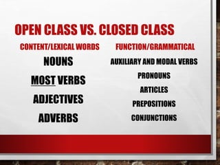 Open-class and Closed-class Words | PPTX