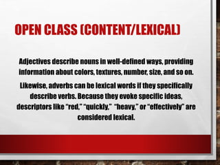 Open-class and Closed-class Words | PPTX