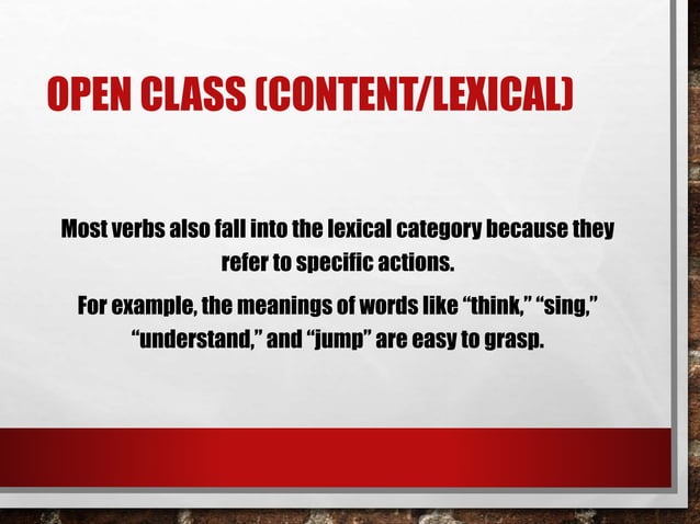 Open-class and Closed-class Words | PPTX