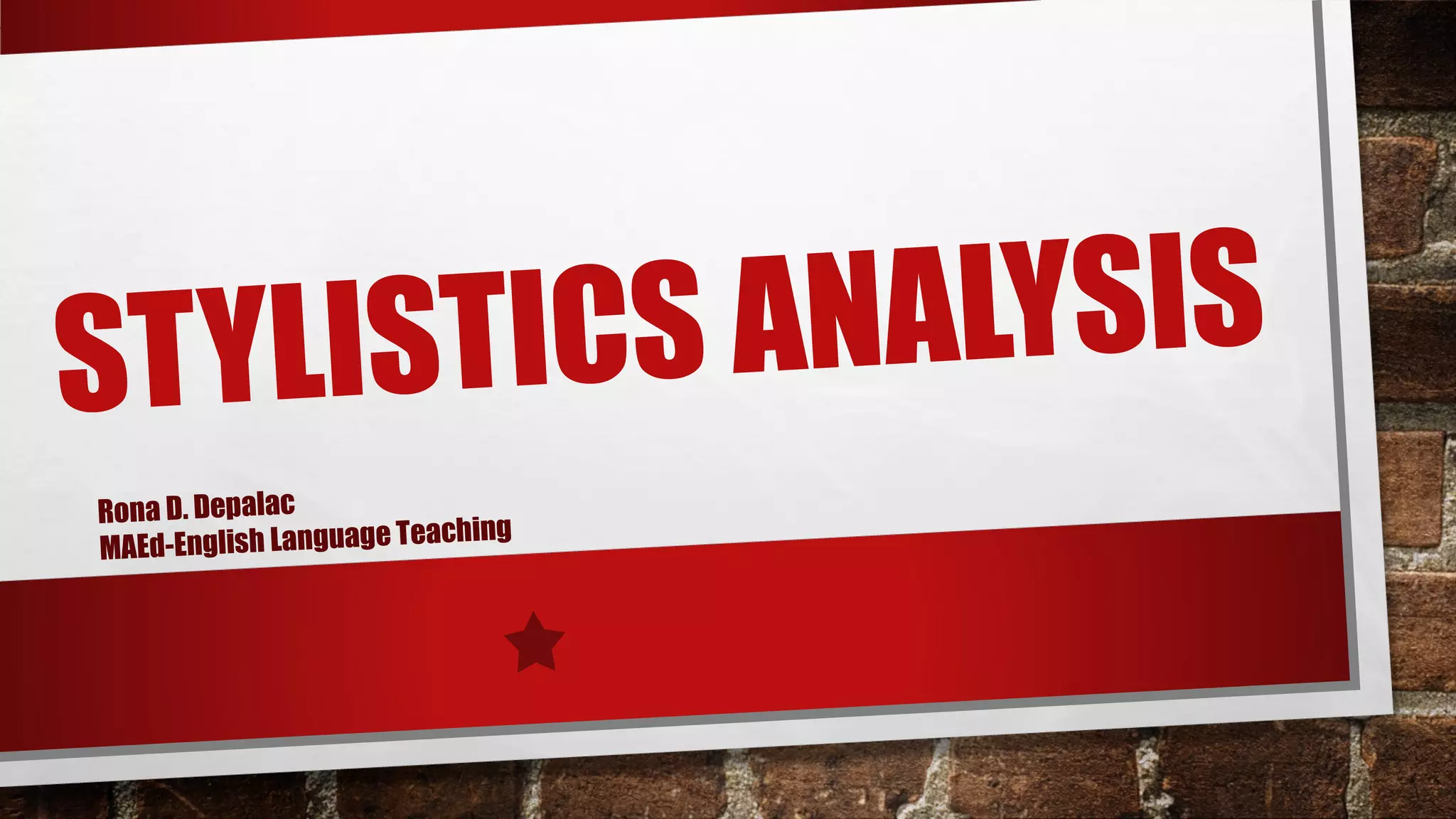 Stylistics Analysis | PPT
