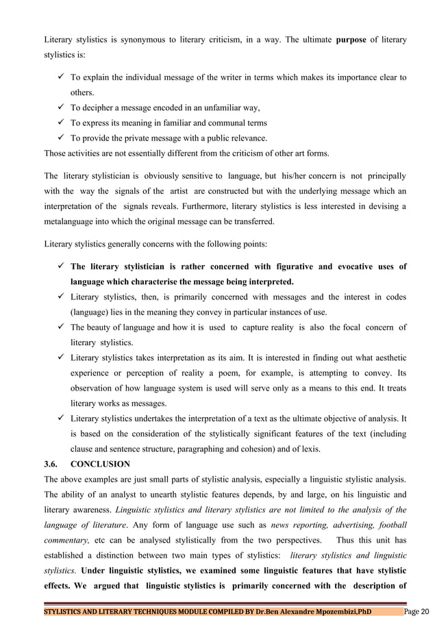 STYLISTICS and LITERARY TECHNIQUES MODULE HANDOUT.doc | Style & Fashion