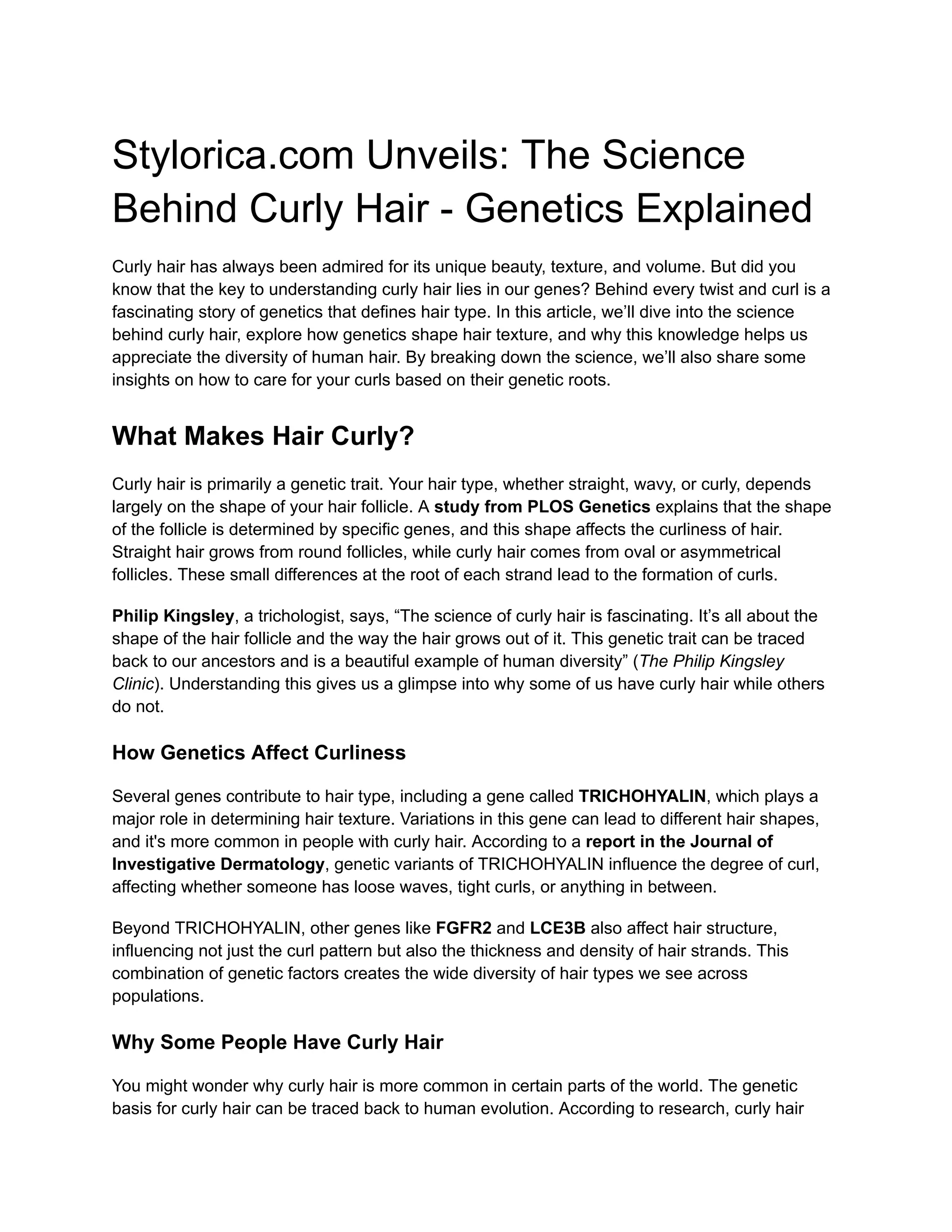 Stylorica.com Unveils - The Science Behind Curly Hair - Genetics ...