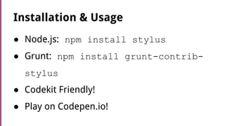 Stylus: The Minimalist Preprocessor | PDF