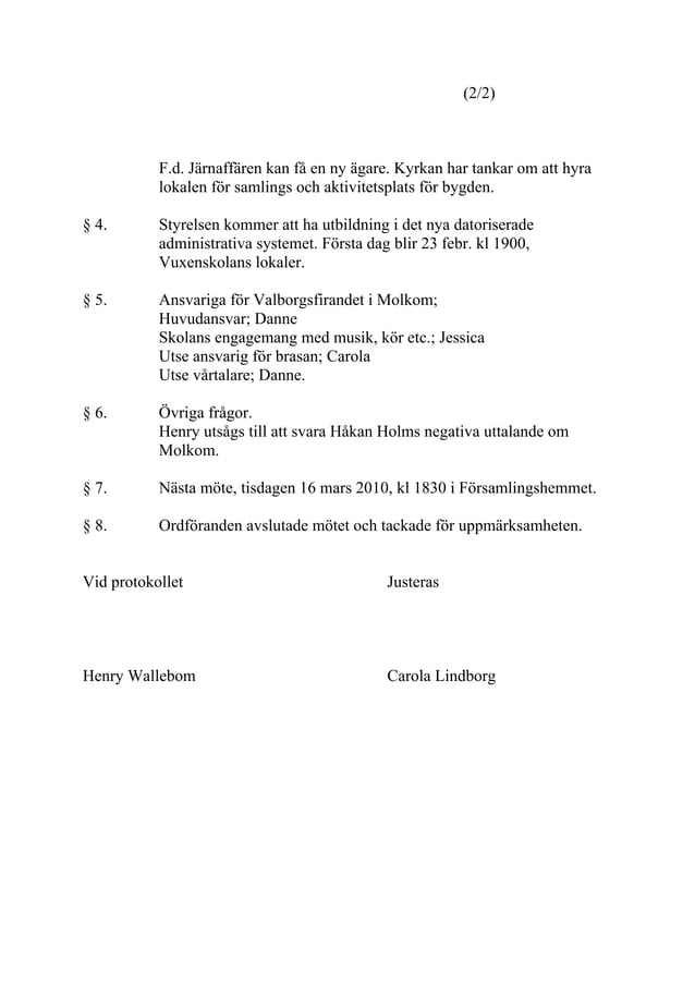 Styrelseprotokoll 23 2010 | PDF