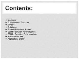 Styrene Based Elastomers | PPTX