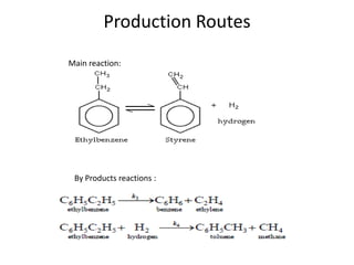 Styrene Production by Catalytic Dehydrogenation of Ethylbenzene | PPTX