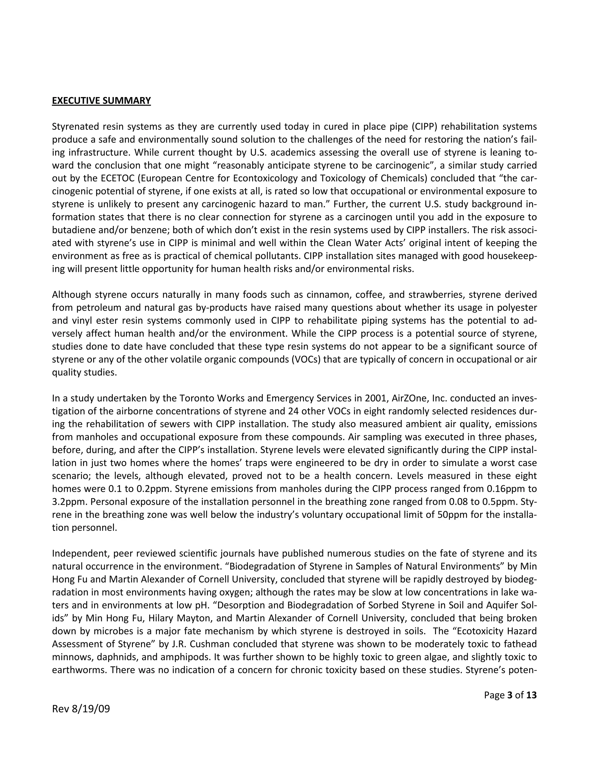 Guidelines for handling and storing styrene resins | PDF