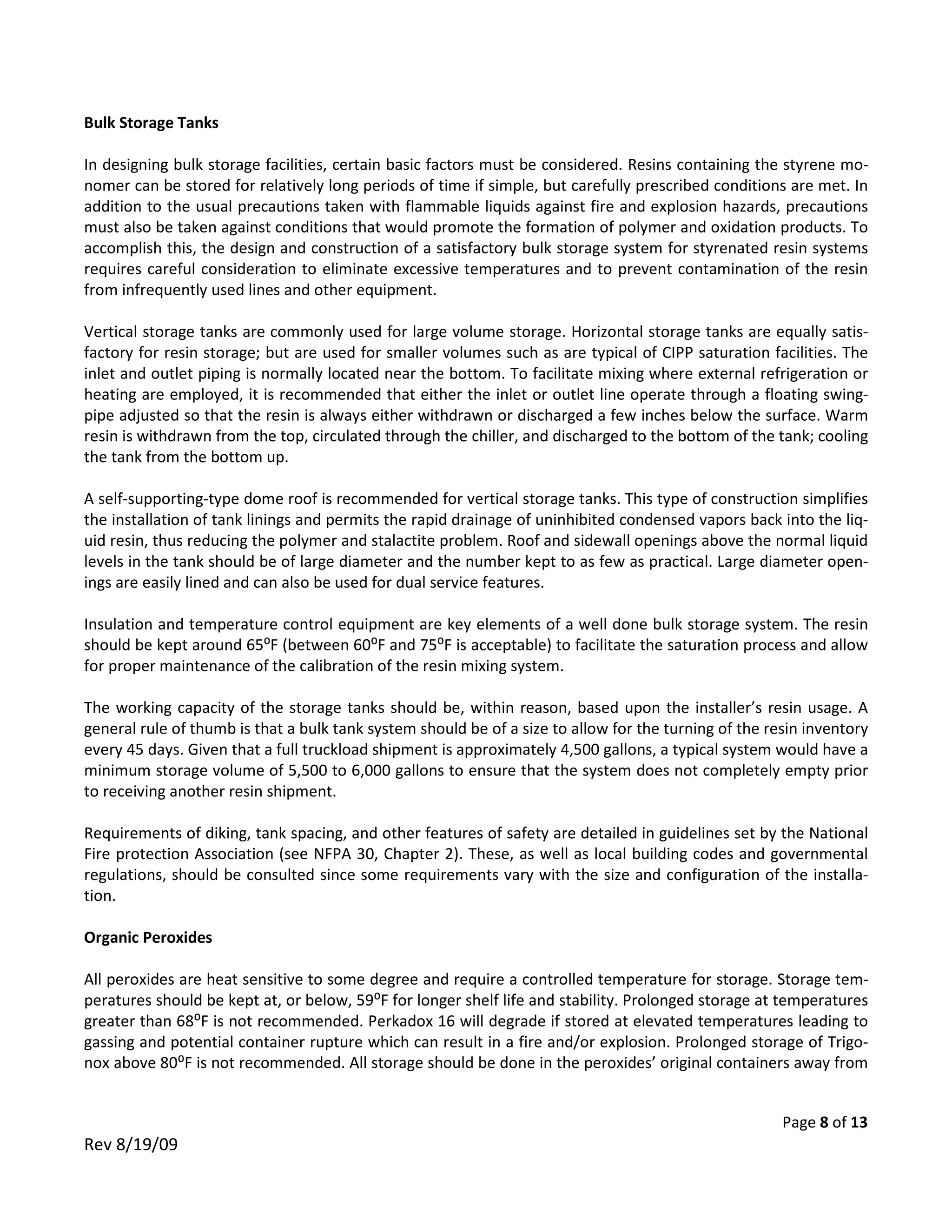 Guidelines for handling and storing styrene resins | PDF