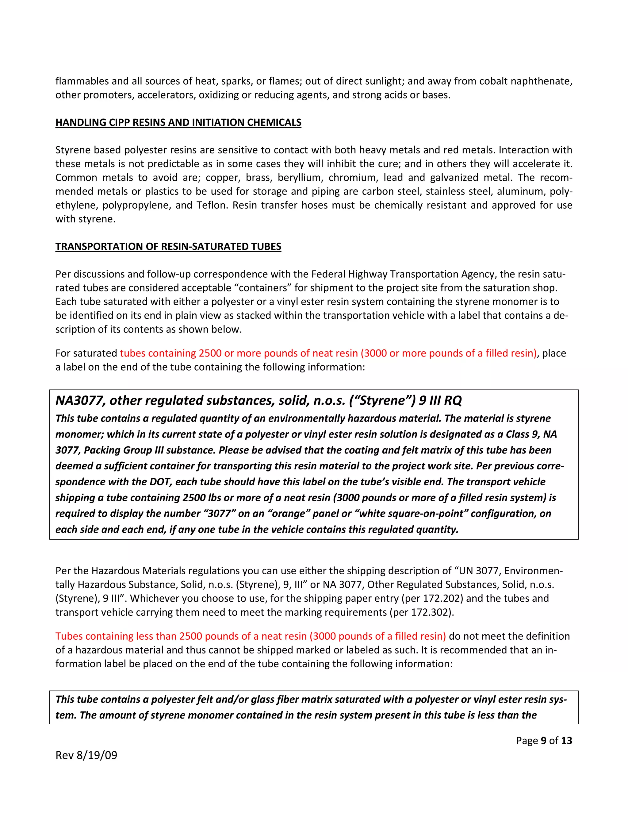 Guidelines for handling and storing styrene resins | PDF