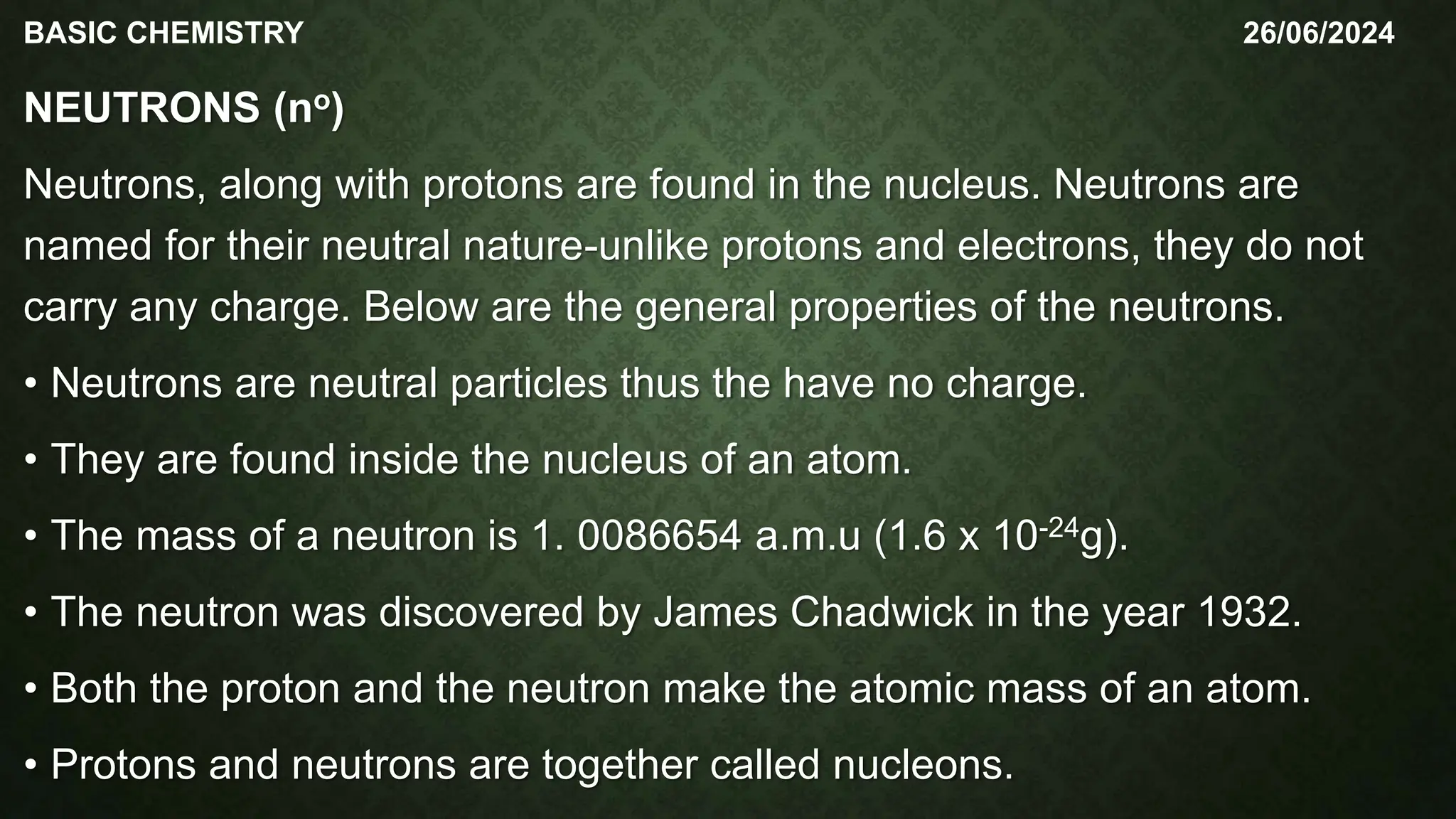 SUB-ATOMIC PARTICLES PROTONS, NEUTRONS AND ELECTRONS..pptx