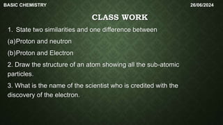 SUB-ATOMIC PARTICLES PROTONS, NEUTRONS AND ELECTRONS..pptx