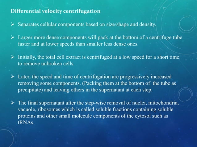 Sub cellular fractionation | PPT | Biological Sciences | Science