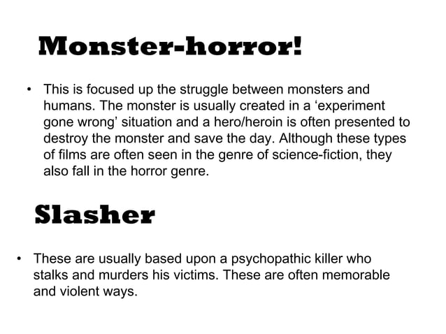 Sub genres of horror! | PPT