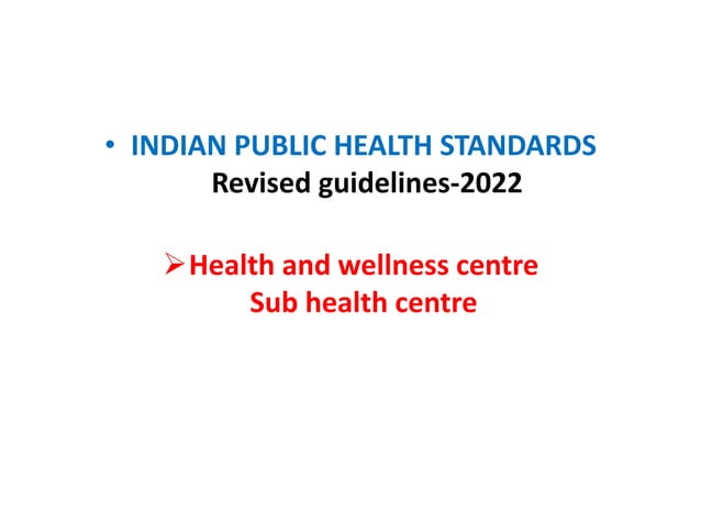 SUB-HEALTH CENTRE, Health and wellness centre Sub health centre Revised ...
