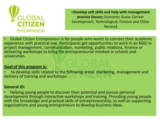Sub Products of Global Citizen and EP Profiles in AIESEC Czech Rep. | PPTX
