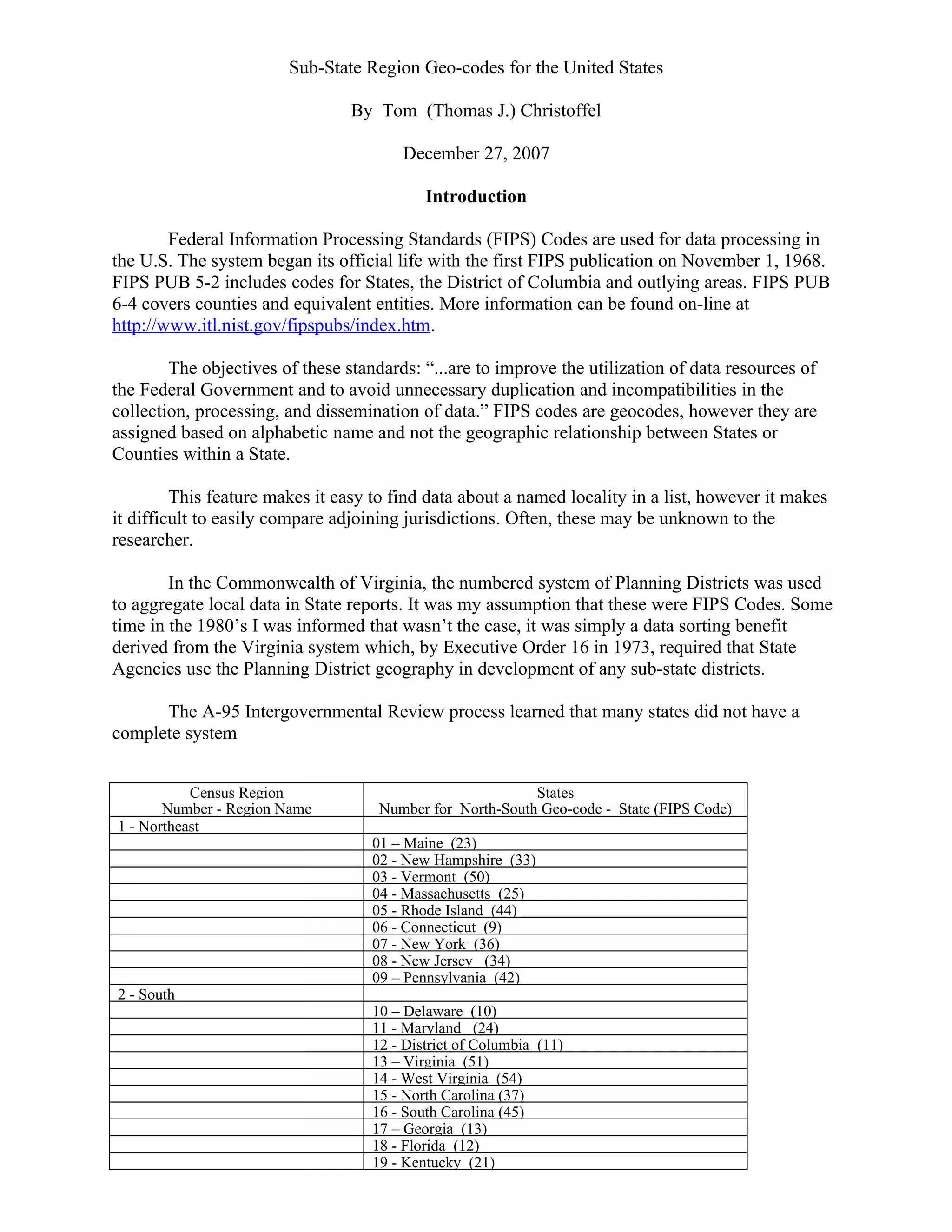 Substate region geo-codes for the U.S.- 2007 | DOC