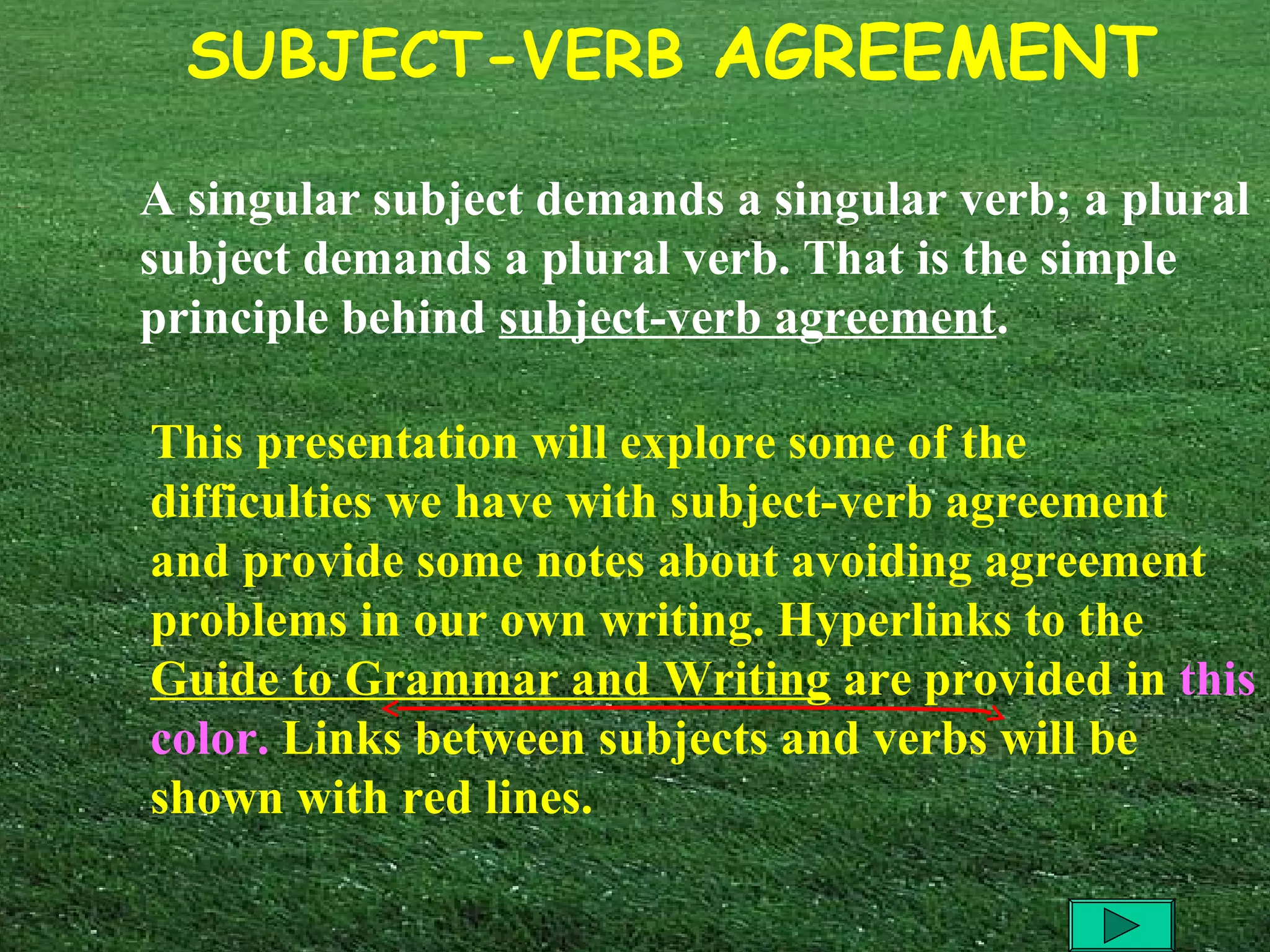 Sub verb agreement | PPT
