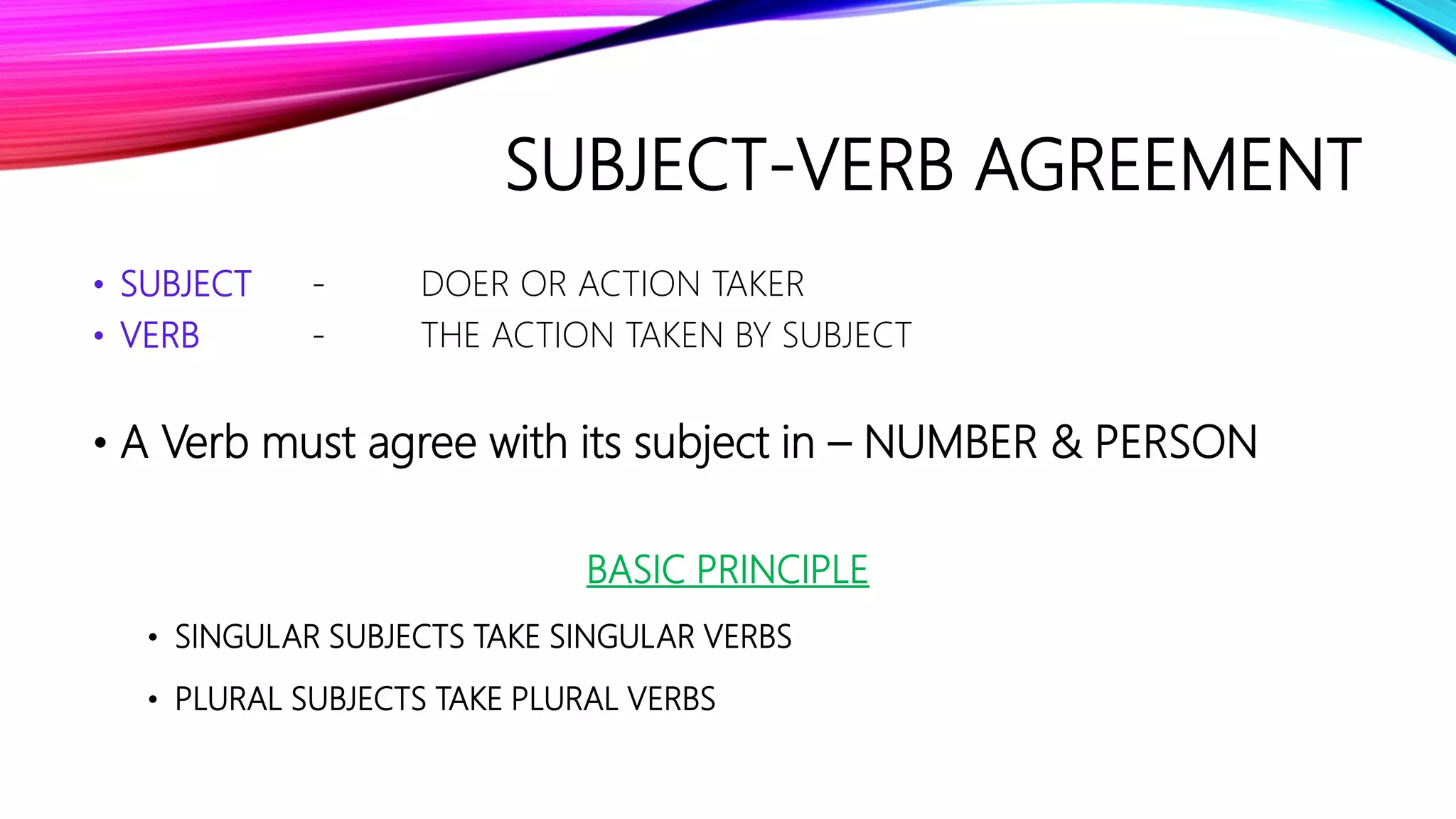 Sub verb agreement | PPTX