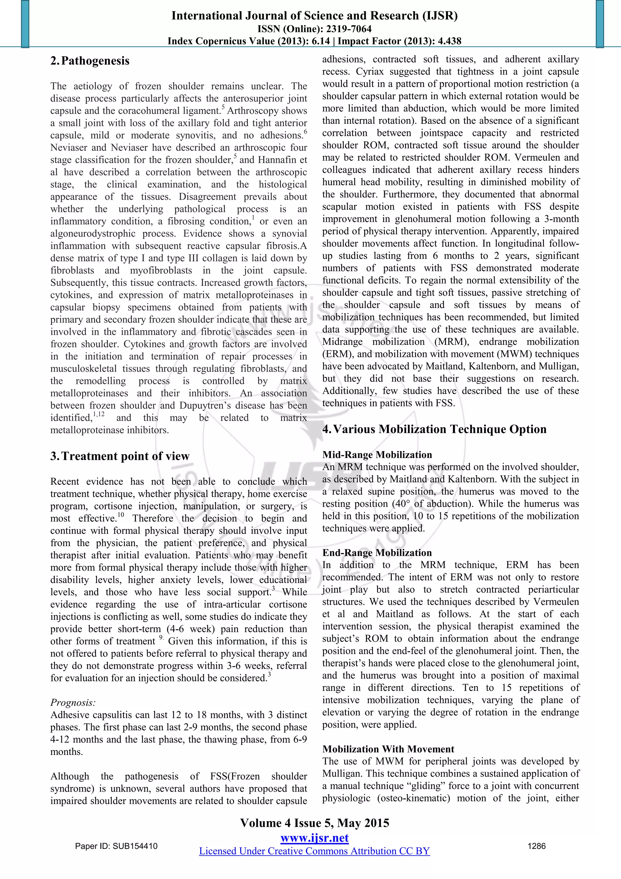 Sub154410 frozen shoulder | PDF