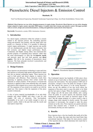 Piezoelectric Diesel Injectors & Emission Control | PDF
