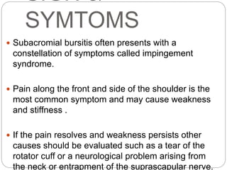 Subacromail bursitis | PPTX