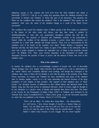 Subaltern in Black Power Movement in West Indies (Work In Progress) | DOCX