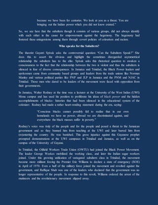 Subaltern in Black Power Movement in West Indies (Work In Progress) | DOCX