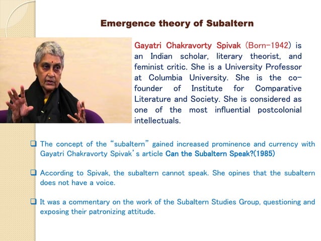 Subaltern theory | PPTX | Education