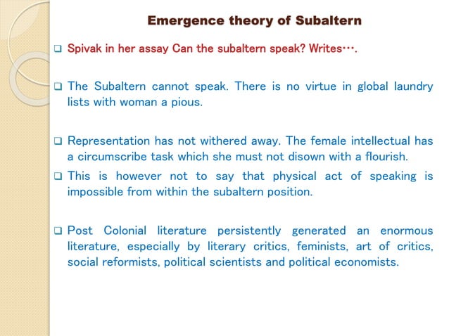 Subaltern theory | PPTX | Education