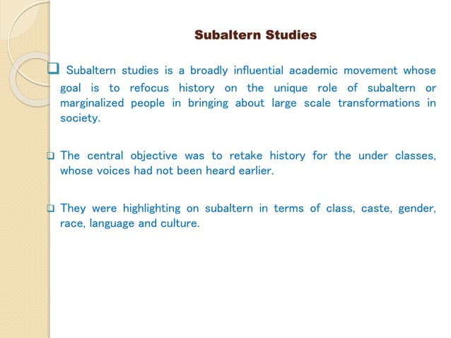 Subaltern theory | PPTX | Education