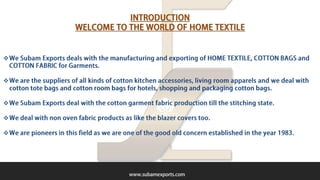 Subam exports | PDF | Manufacturing Industry | Industries