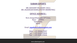 Subam exports | PPT
